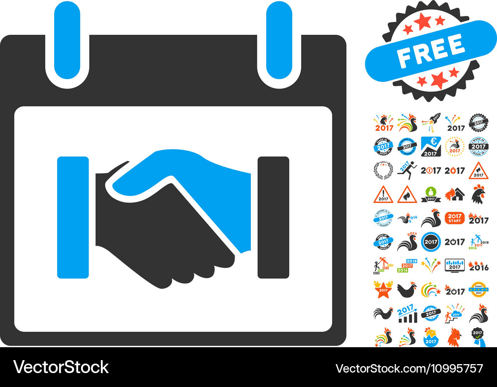 Handshake calendar day flat icon with bonus Vector Image
