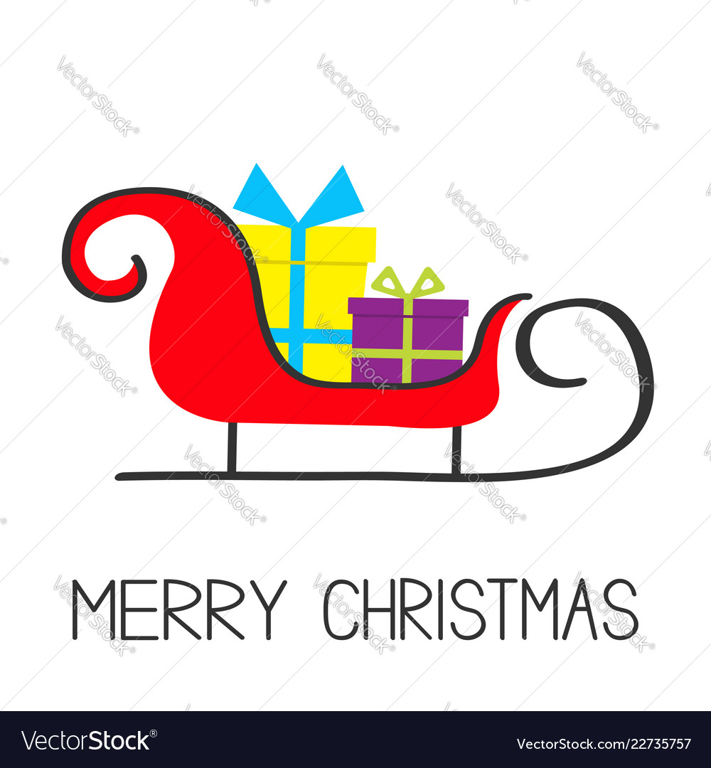 Merry christmas santa claus sleigh with gift box Vector Image