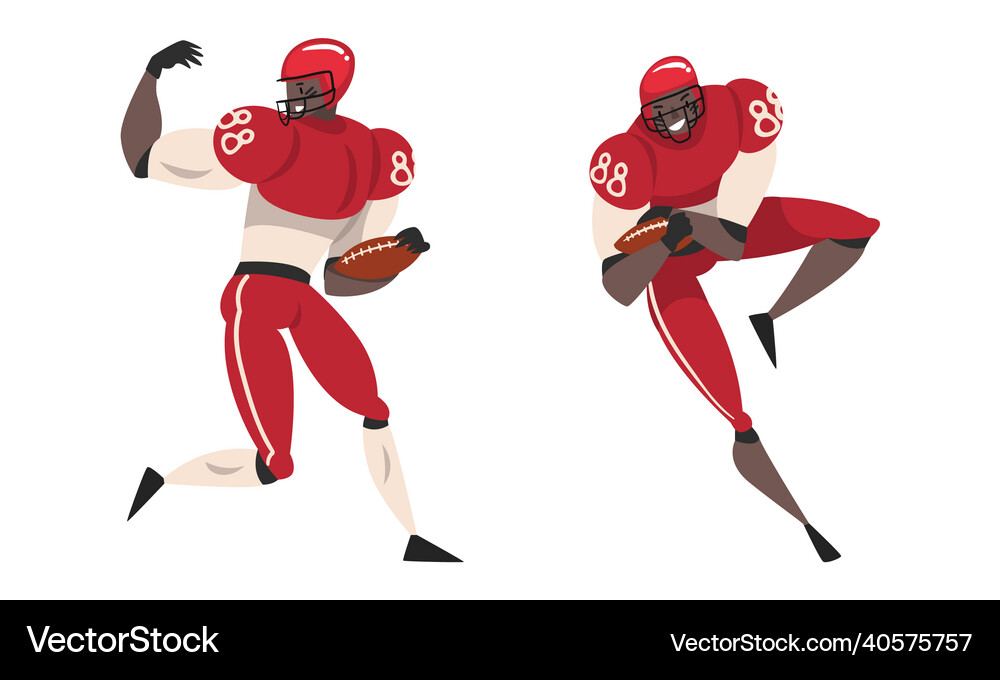 Rugby player in uniform running with oval-shaped Vector Image