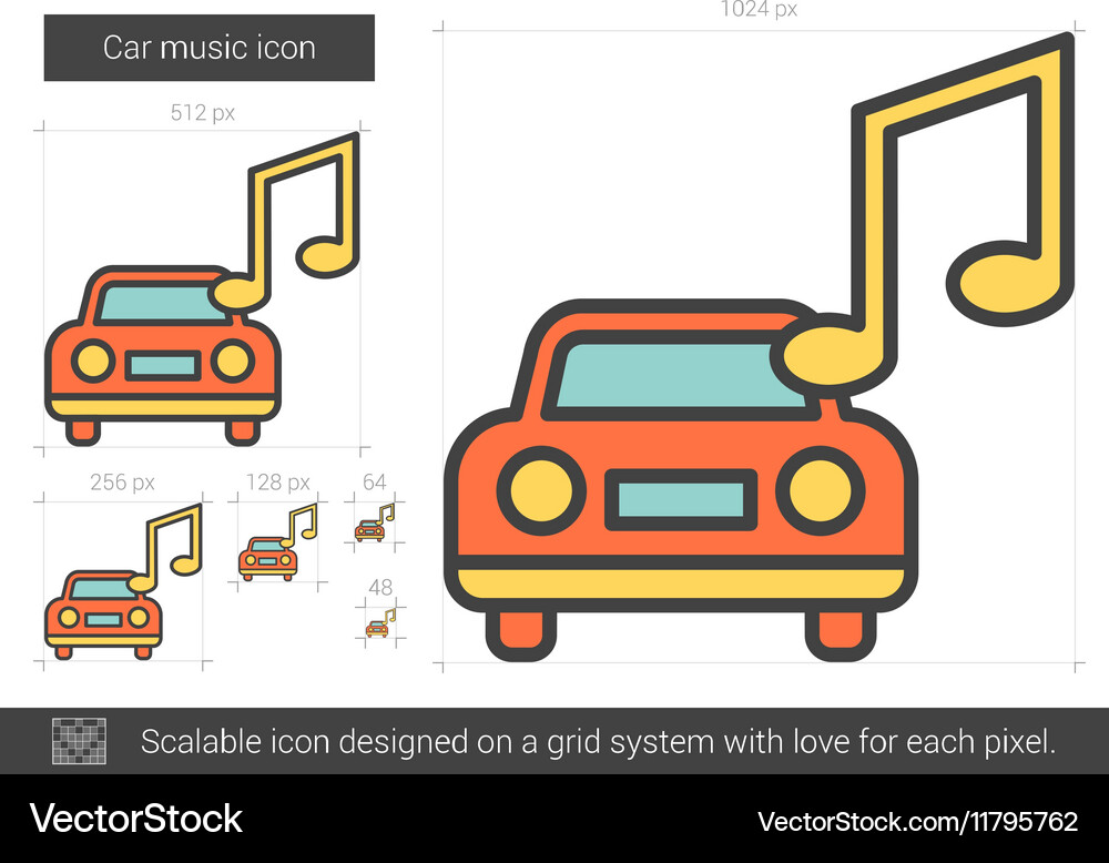 Car music line icon Royalty Free Vector Image - VectorStock