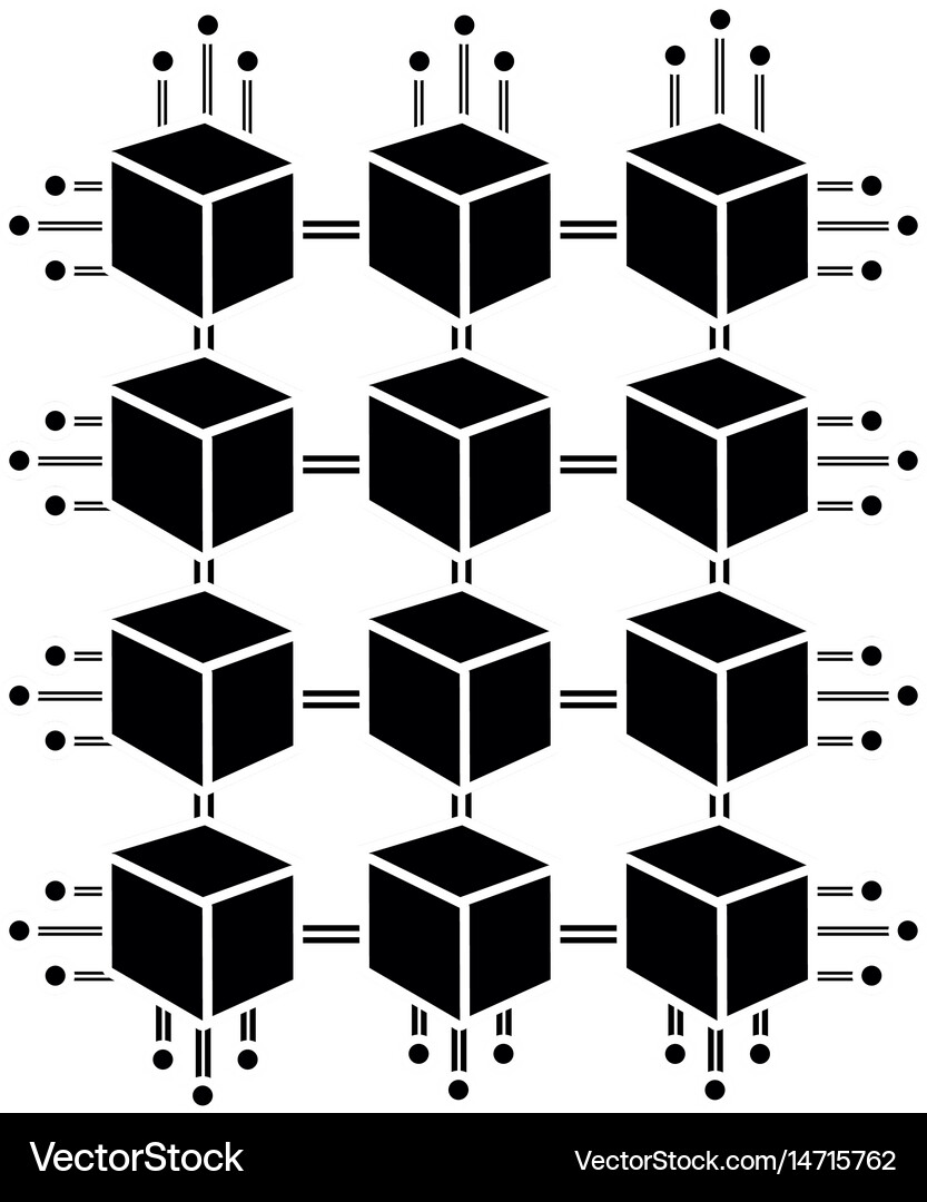 Contour cube with circuits network communicatig Vector Image