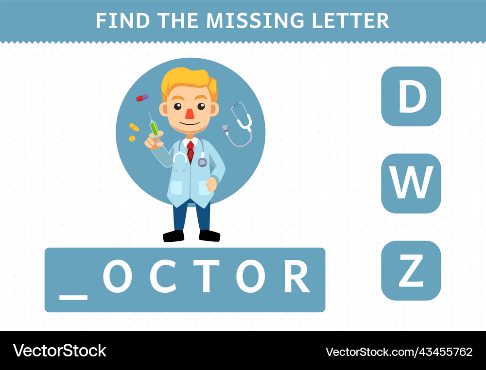 Education game for children find missing letter Vector Image