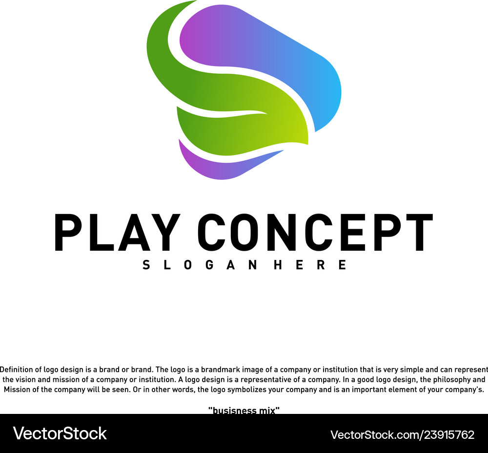 Green play logo design concept nature Royalty Free Vector
