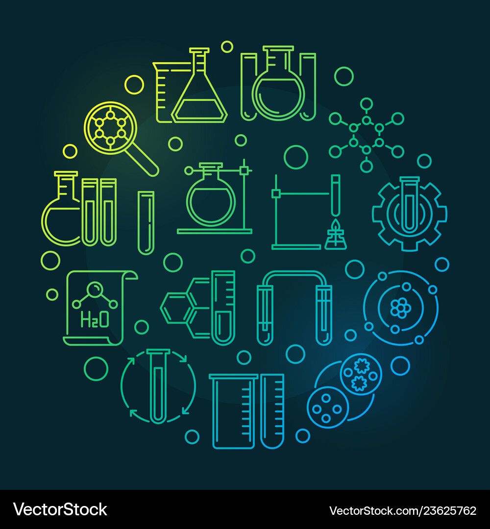 Laboratory equipment colorful round line Vector Image