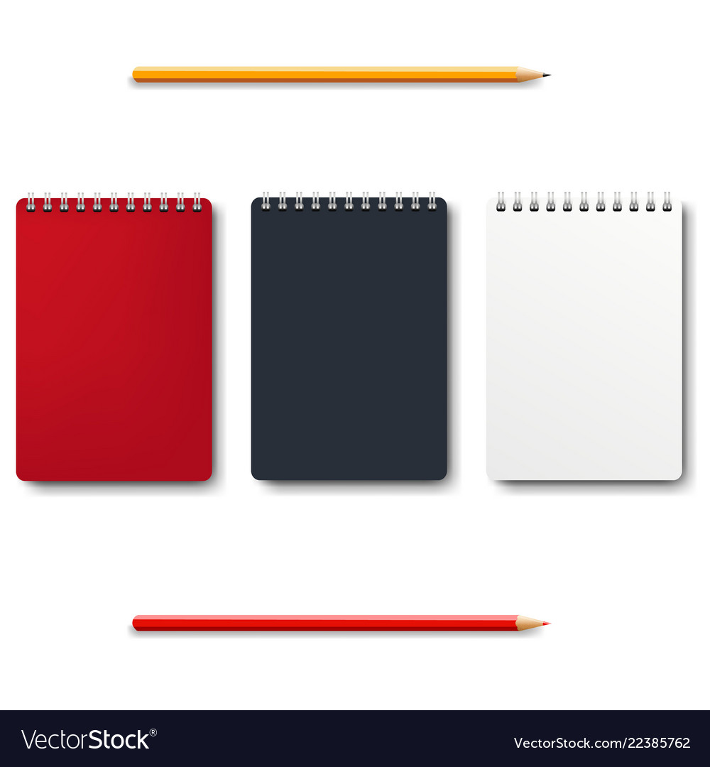 Notebook isolated with pencils white background Vector Image