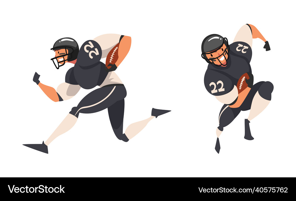 Rugby player in uniform running with oval-shaped Vector Image