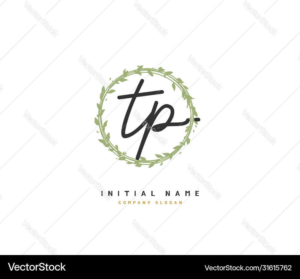 T p tp beauty initial logo handwriting Royalty Free Vector