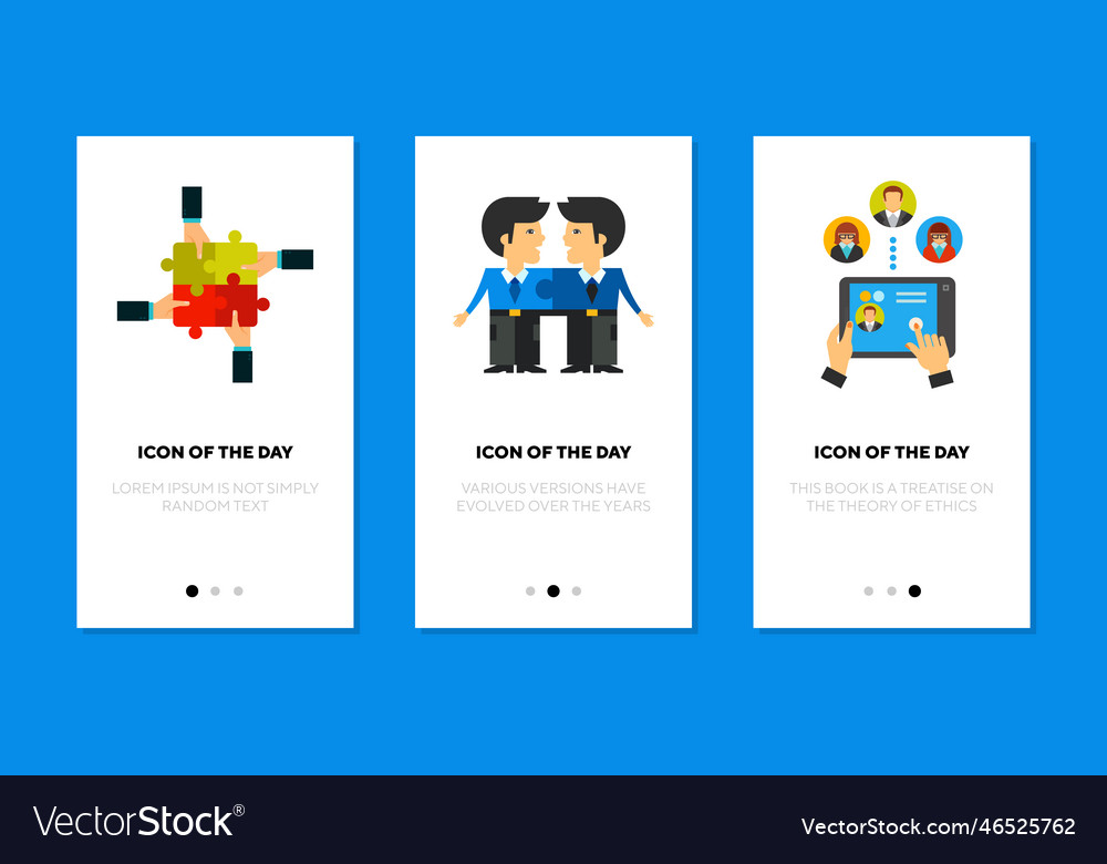 Working together thin flat icon set Royalty Free Vector