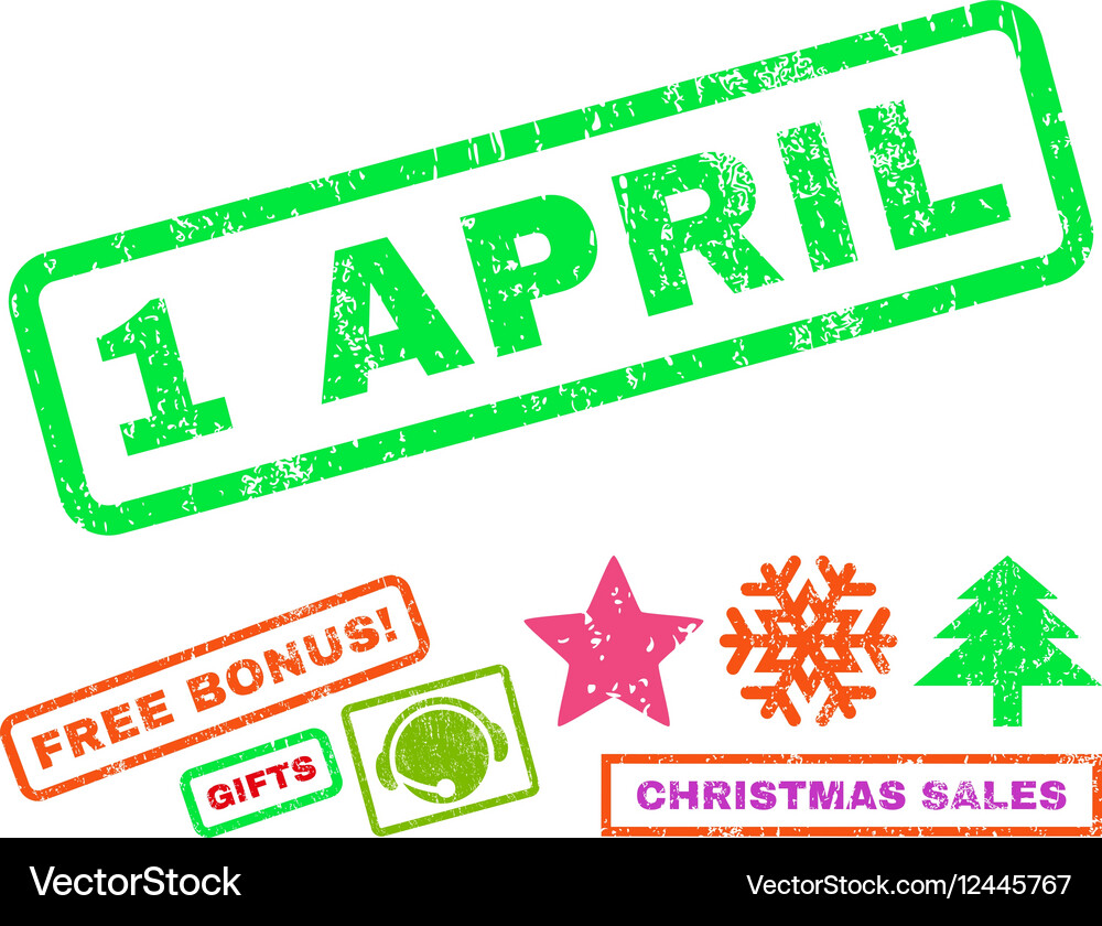 1 april rubber stamp Royalty Free Vector Image