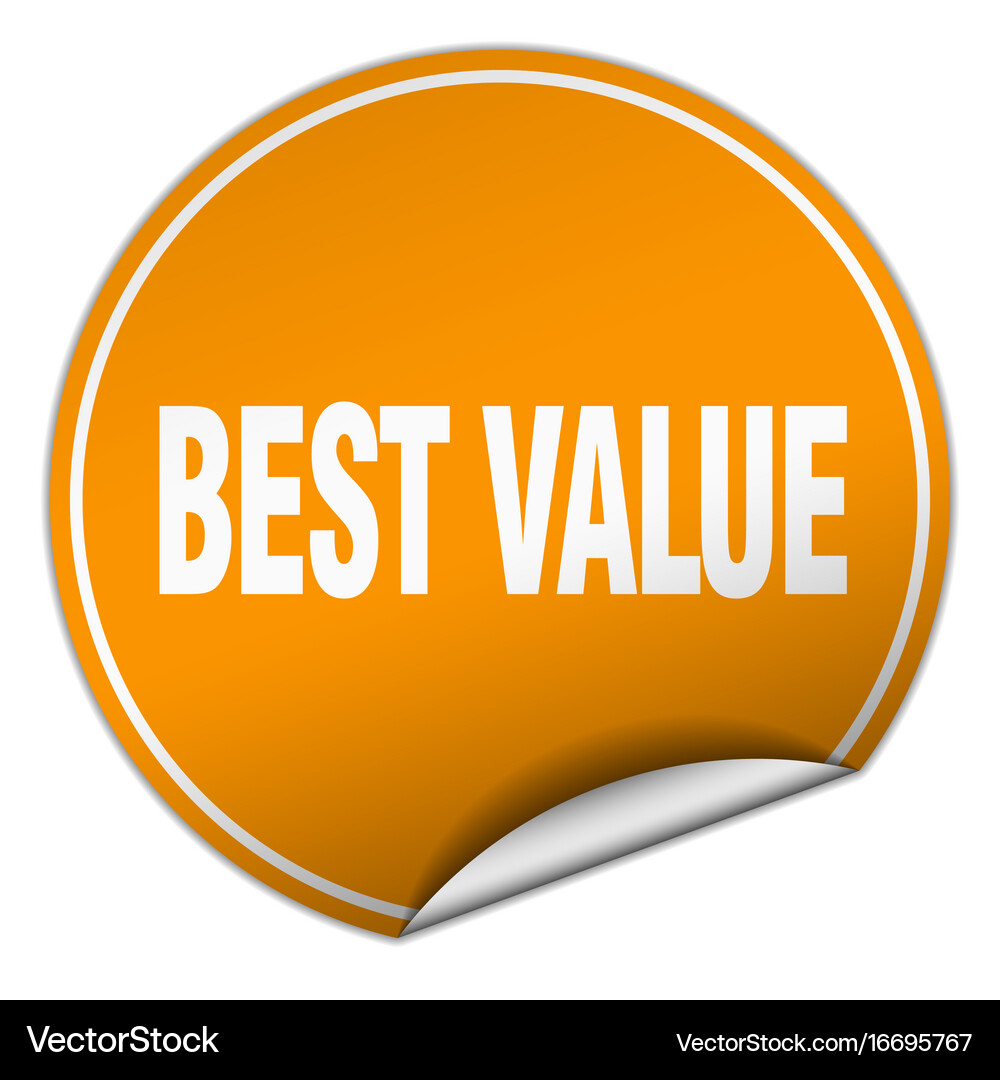 Best value round orange sticker isolated on white Vector Image