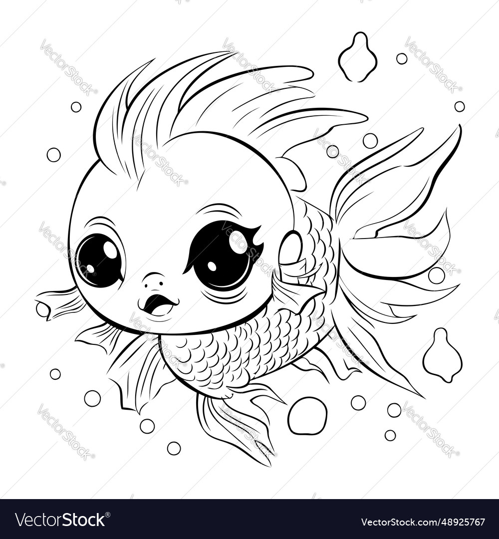 Coloring book for children cute cartoon fish Vector Image