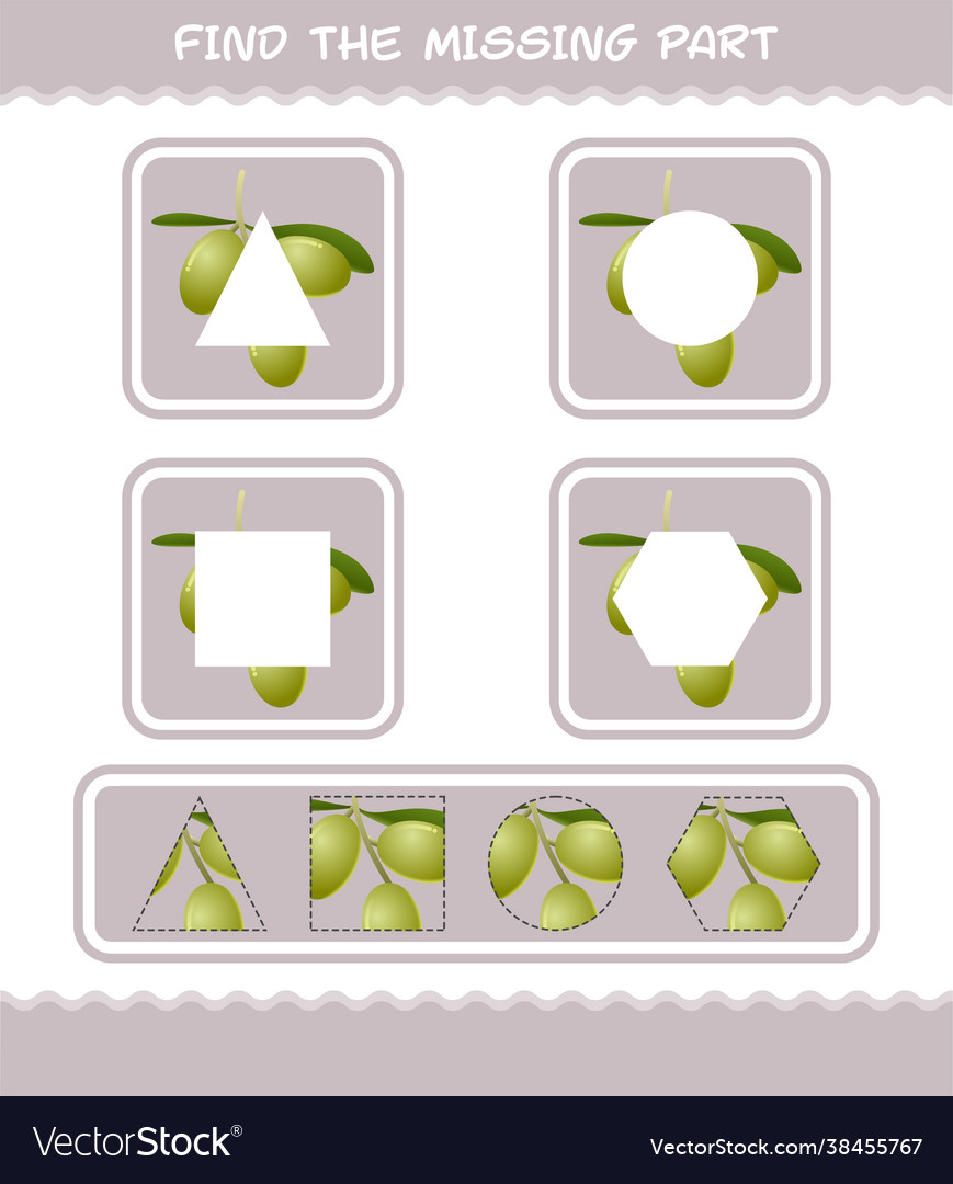 Find missing parts cartoon olive searching Vector Image