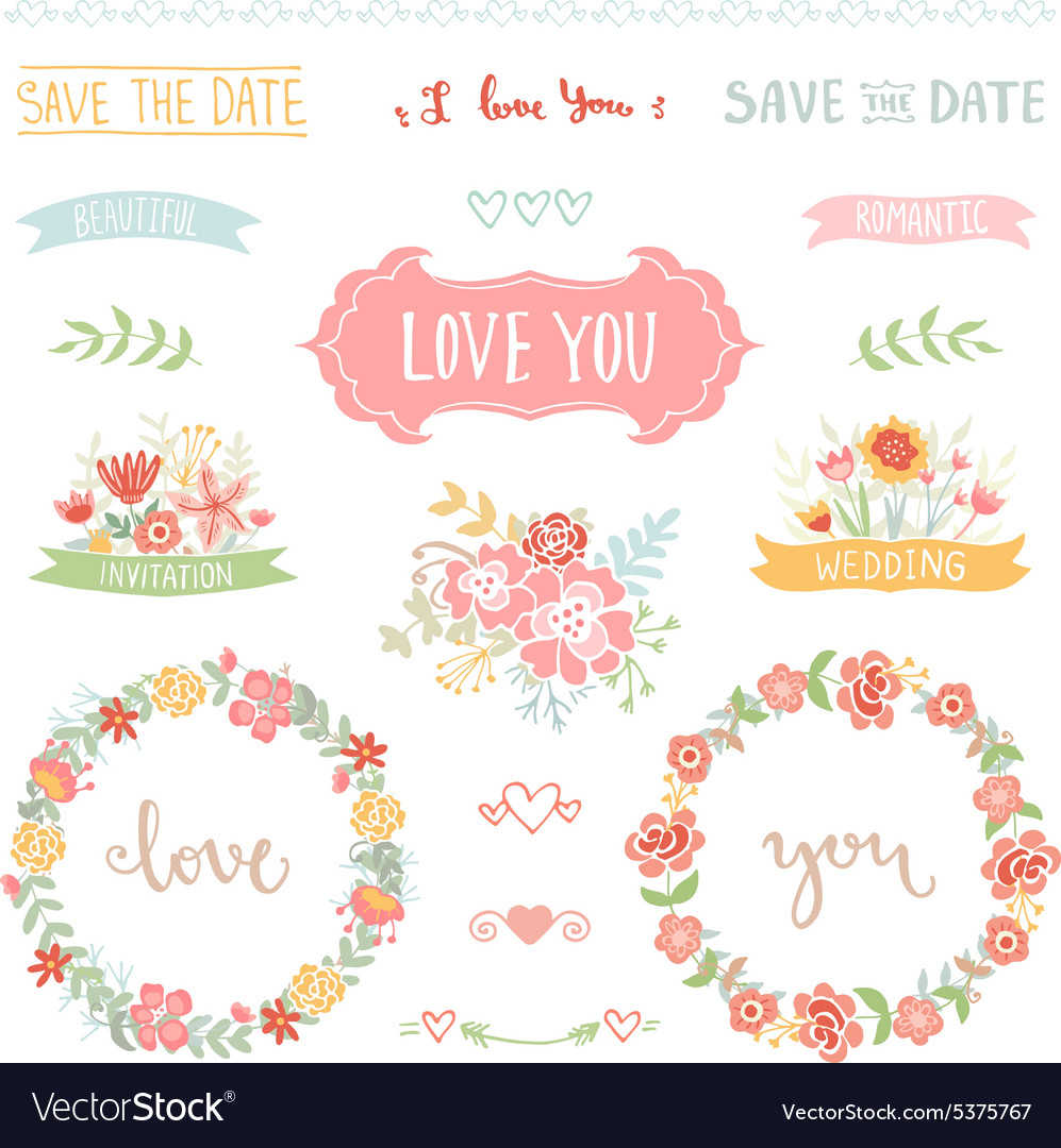 Floral vintage set Royalty Free Vector Image - VectorStock