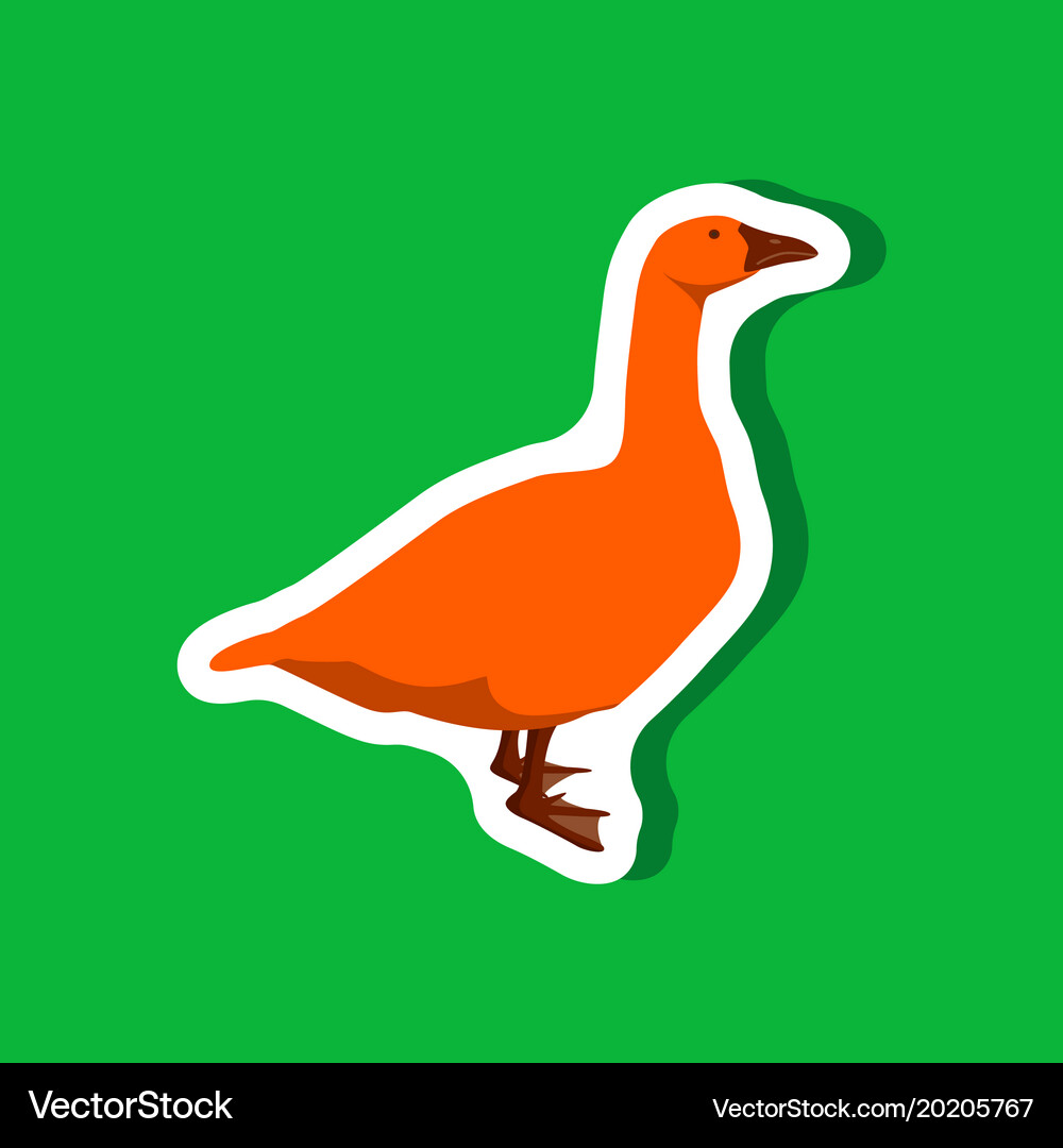 Goose paper sticker on stylish background Vector Image