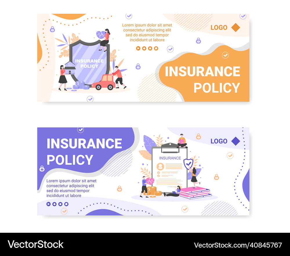 Insurance policy banner template flat design Vector Image
