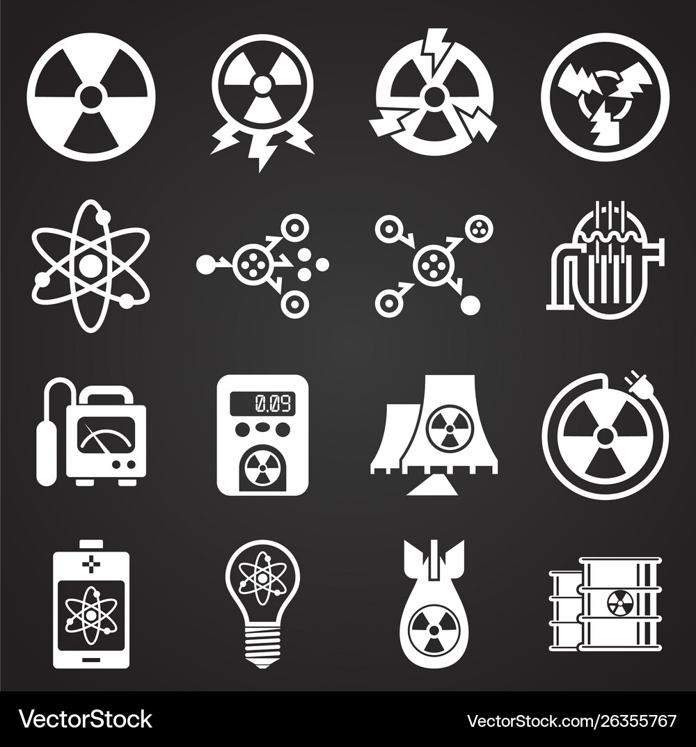 Radiation related icons set on background Vector Image