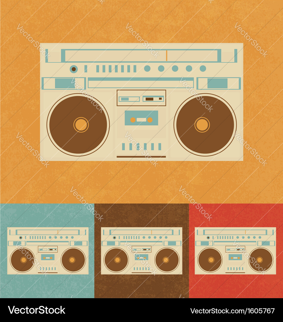 Retro icons - old radio Royalty Free Vector Image