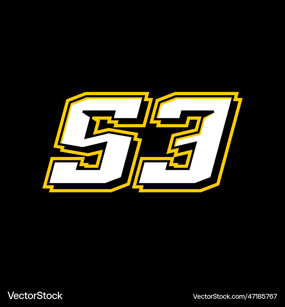 Sport racing number template 53 Royalty Free Vector Image