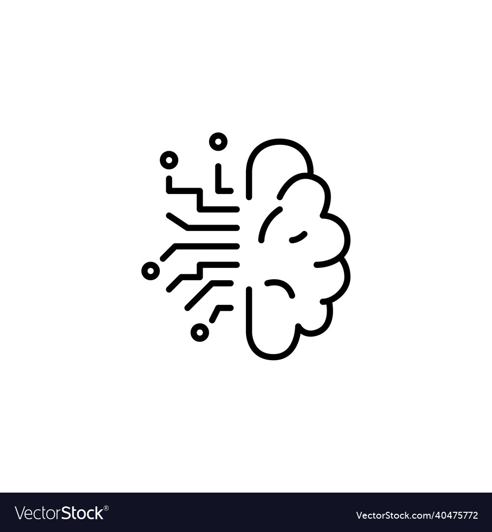 Artificial intelligence brain with cpu circuits Vector Image