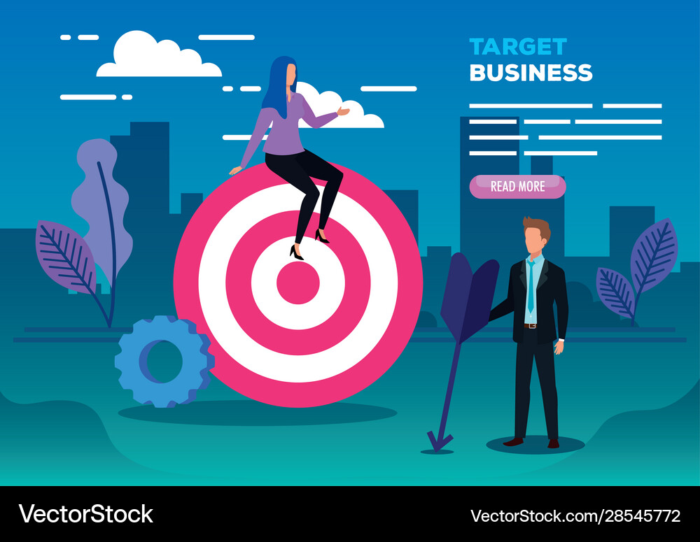 Business advertising with target and Royalty Free Vector