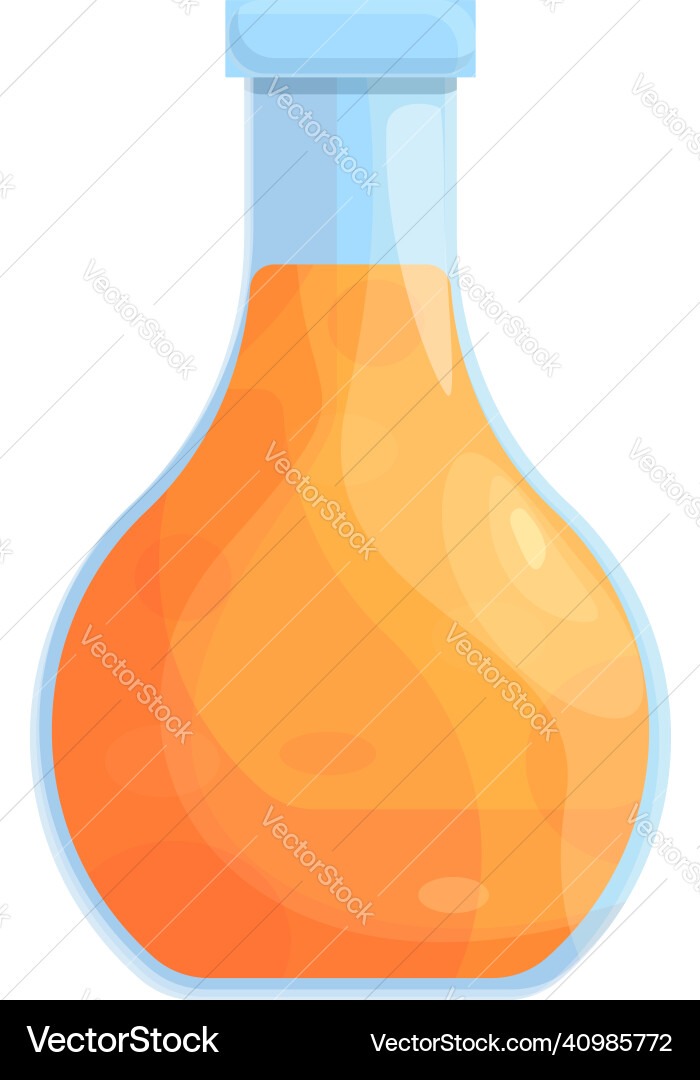 Chemistry orange flask icon cartoon lab Royalty Free Vector