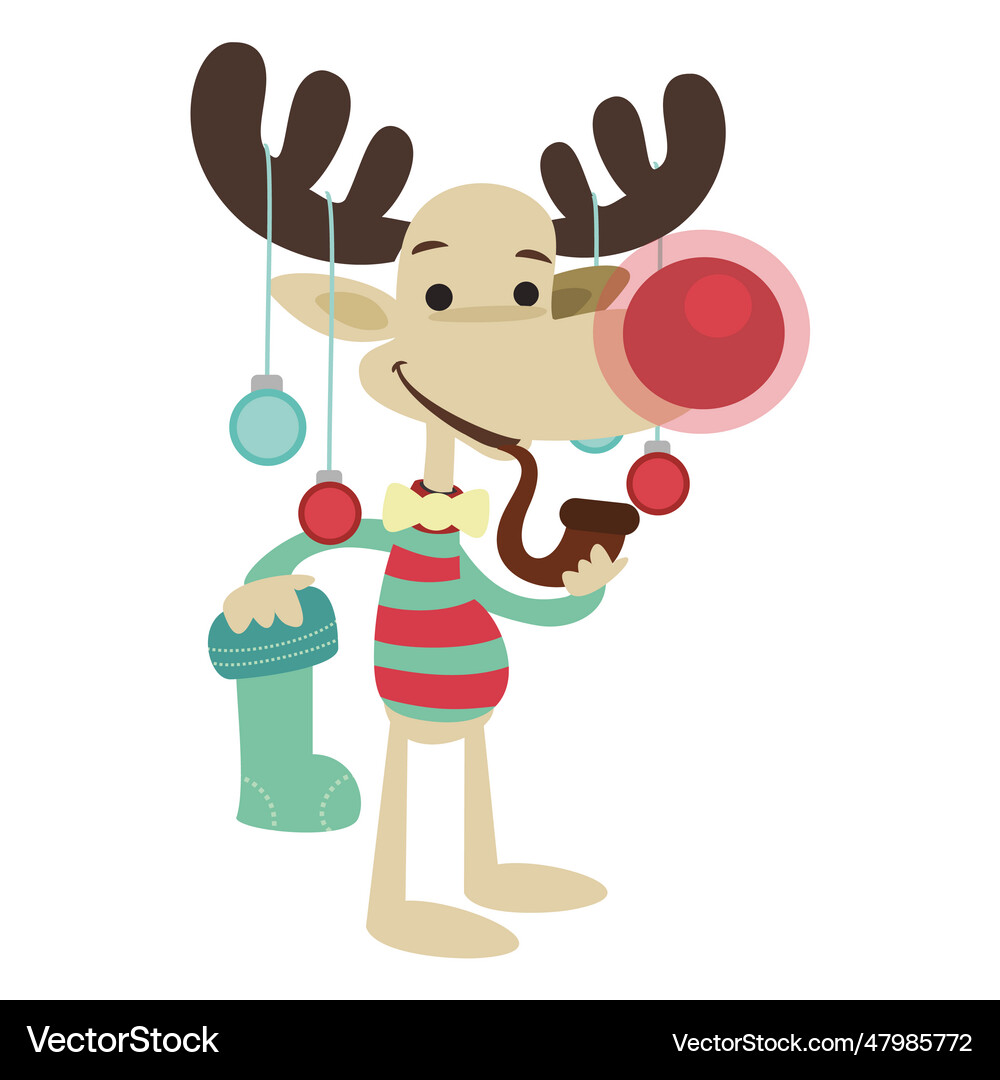 Christmas reindeer cartoon Royalty Free Vector Image