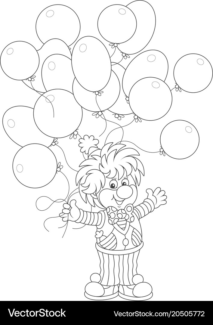 Circus clown with balloons Royalty Free Vector Image