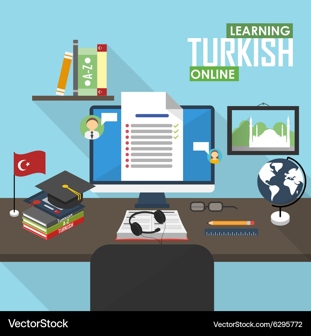 E-learning Turkish language Royalty Free Vector Image