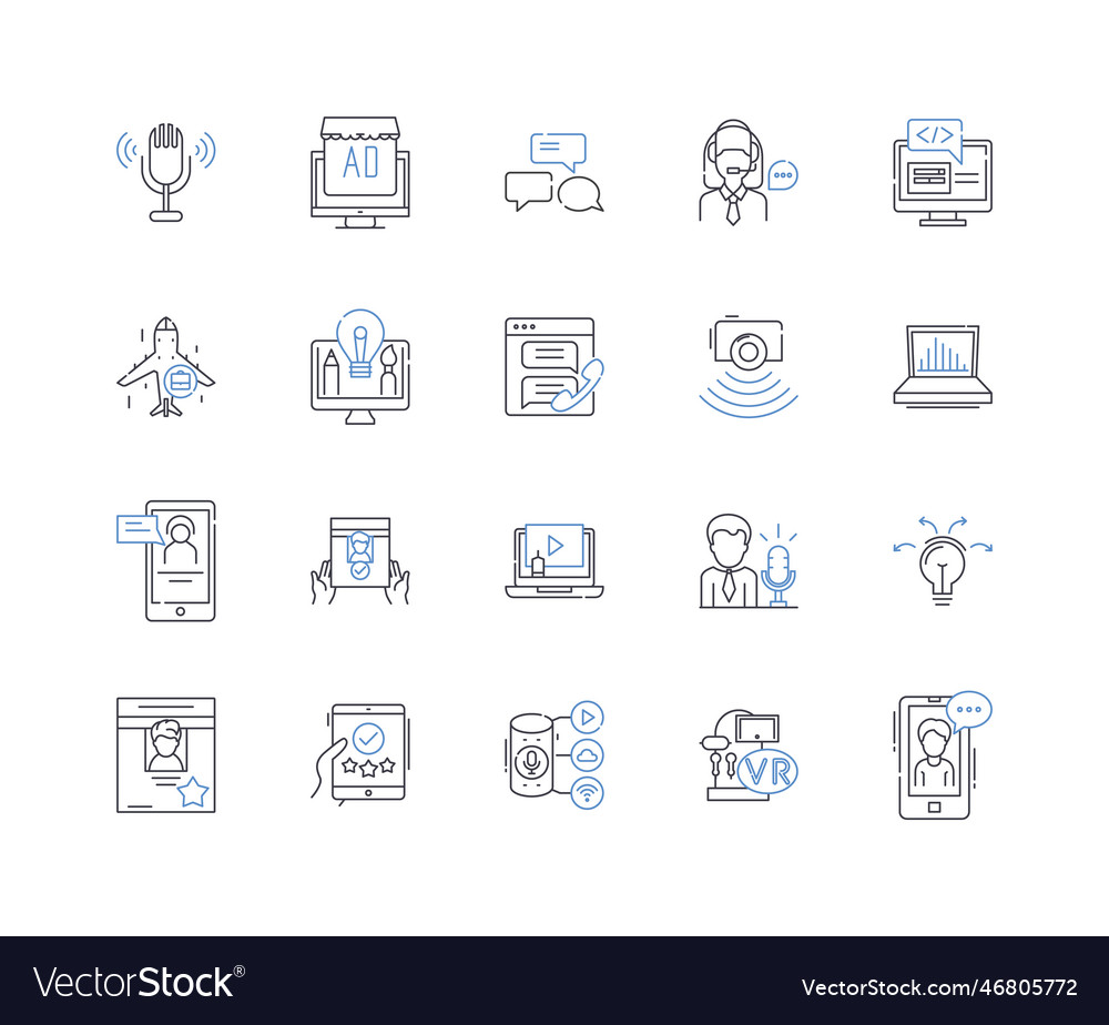 Expert systems line icons collection intelligence Vector Image Expert systems line icons collection intelligence Vector Image
