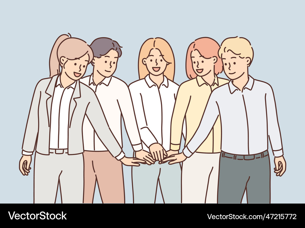 Group businesspeople put their hands together Vector Image