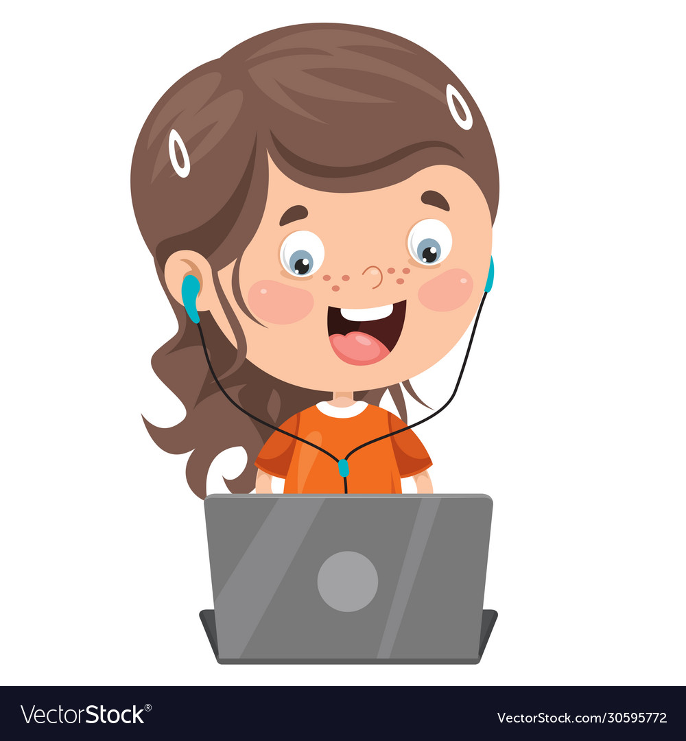 Kid using technology Royalty Free Vector Image