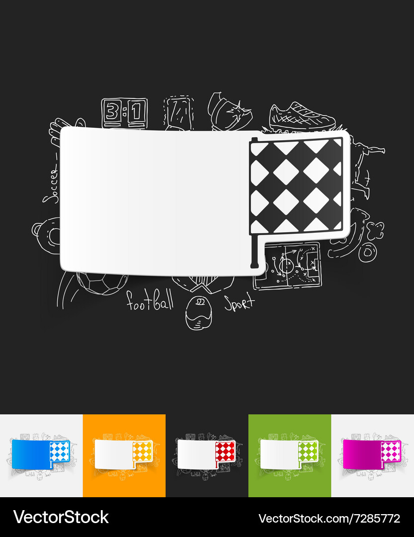 Linesman flag paper sticker with hand drawn Vector Image