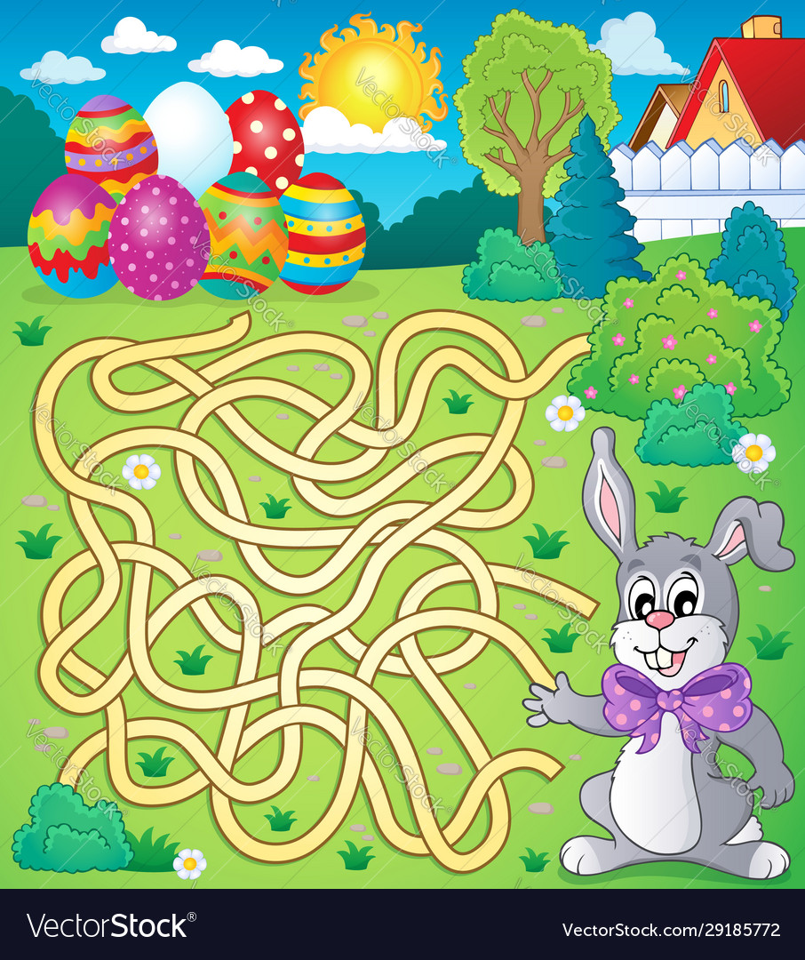 Maze 4 with easter theme Royalty Free Vector Image