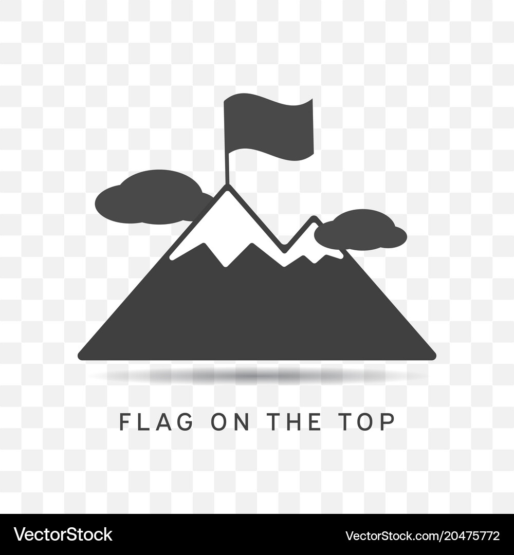 Mountain icon with flag on the top trendy flat Vector Image