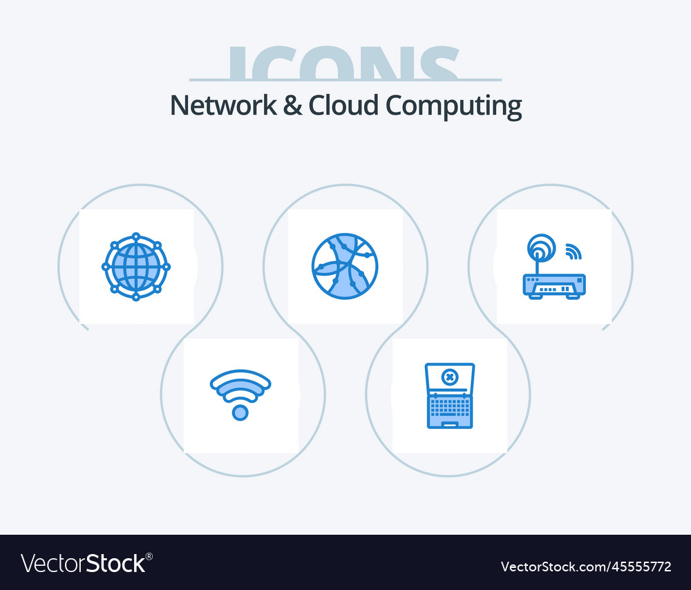 Network and cloud computing blue icon pack 5 icon Vector Image