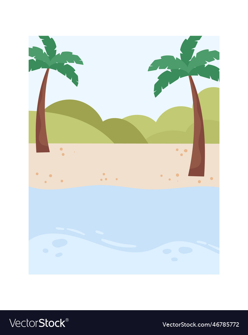 Palms on beach landscape background Royalty Free Vector