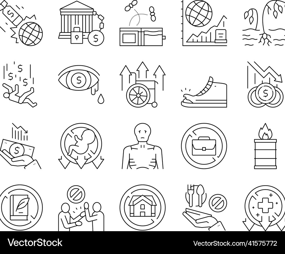 Poverty destitution collection icons set Vector Image
