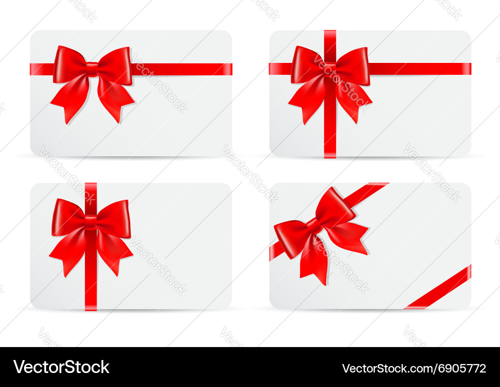 Set of gift cards with bow Royalty Free Vector Image