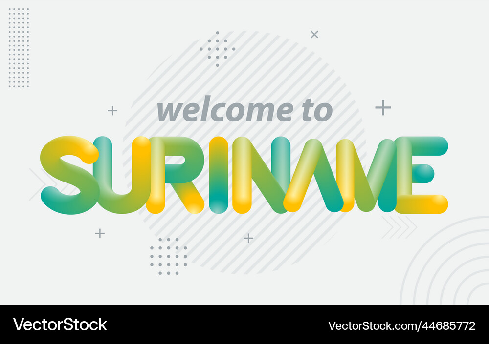 Welcome to suriname creative typography with 3d Vector Image