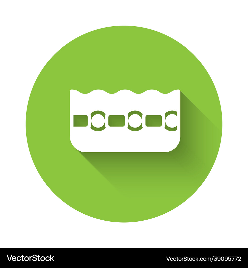 White swimming pool icon isolated with long shadow