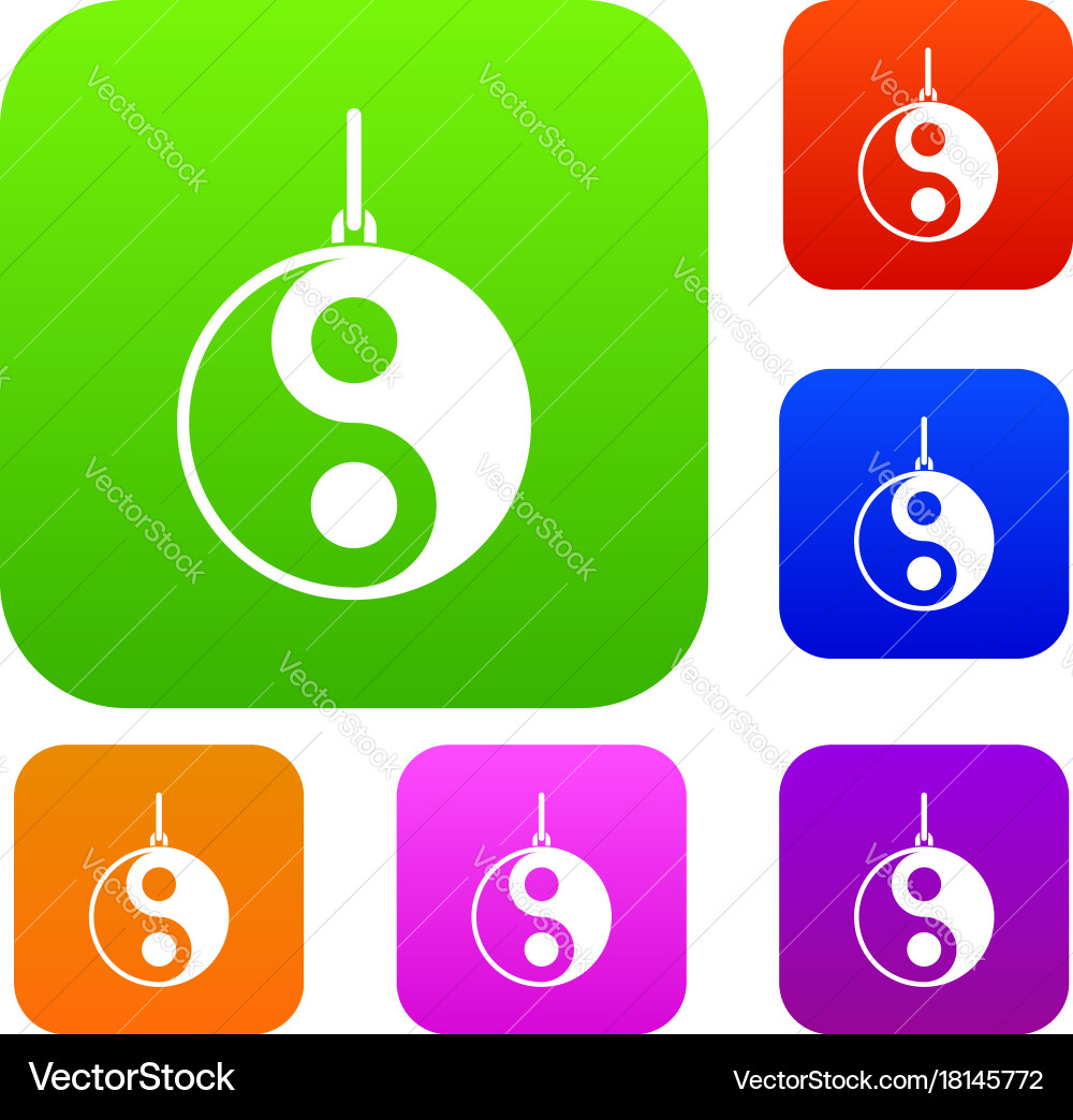 Yin yang symbol set color collection Royalty Free Vector