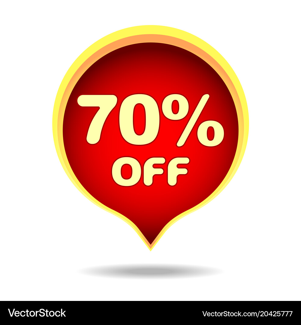 70 percent off speech bubble sticker label Vector Image