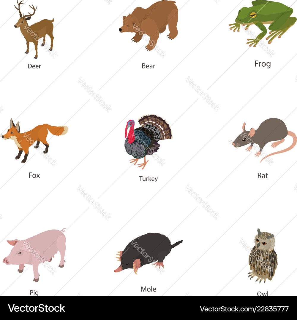 Atrocious icons set isometric style Royalty Free Vector
