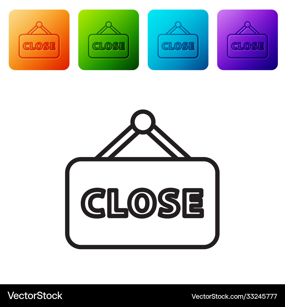 Black line hanging sign with text closed icon Vector Image