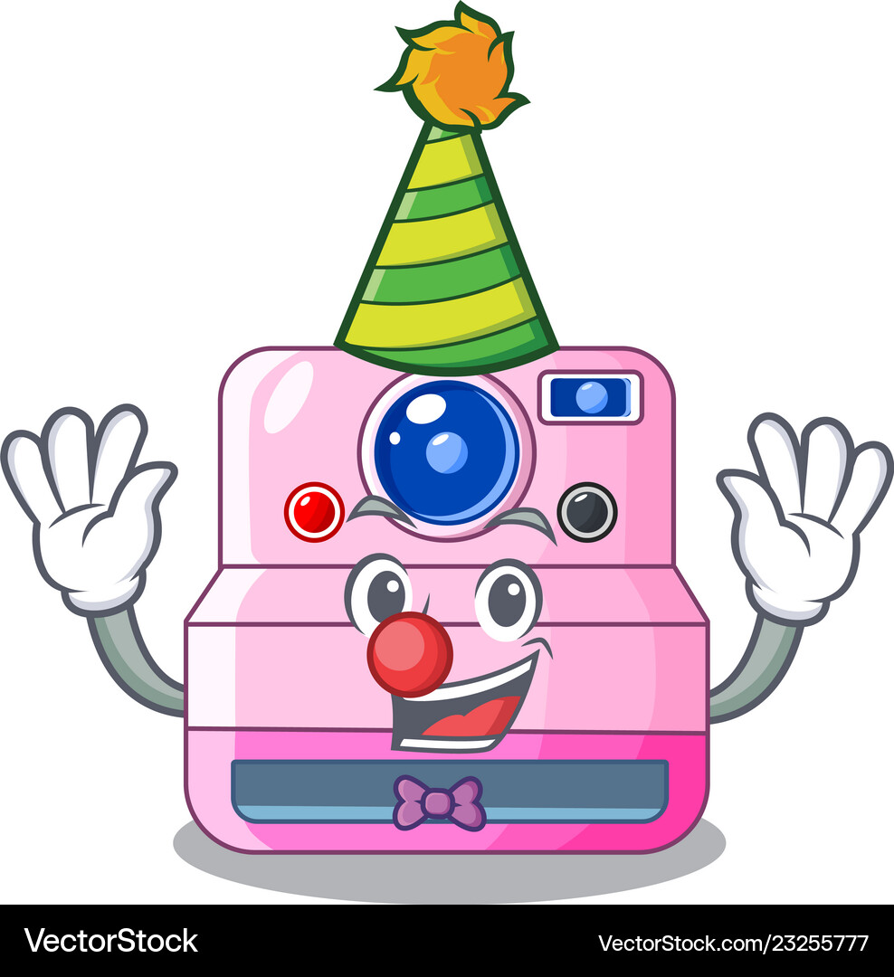 Clown instant camera isolated on a mascot Vector Image