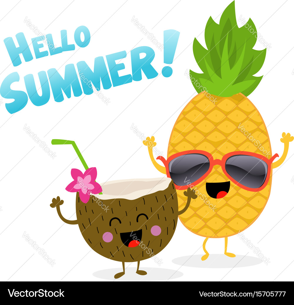 Coconut and pineapple celebrating summer Vector Image