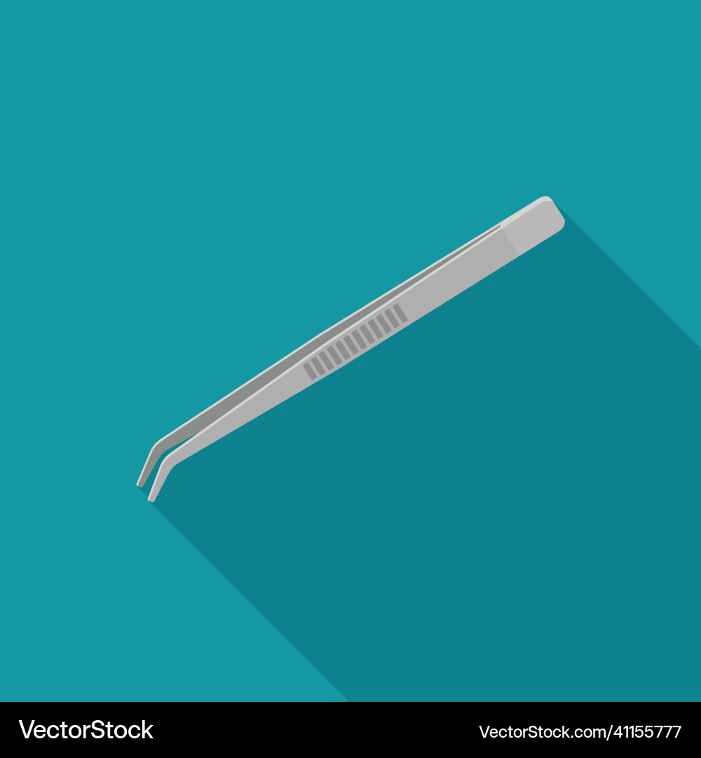 Flat tweezers icon with shadow on blue background Vector Image