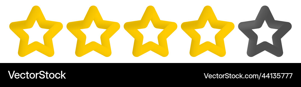 Four cute 3d star from five rating bar 4 Vector Image