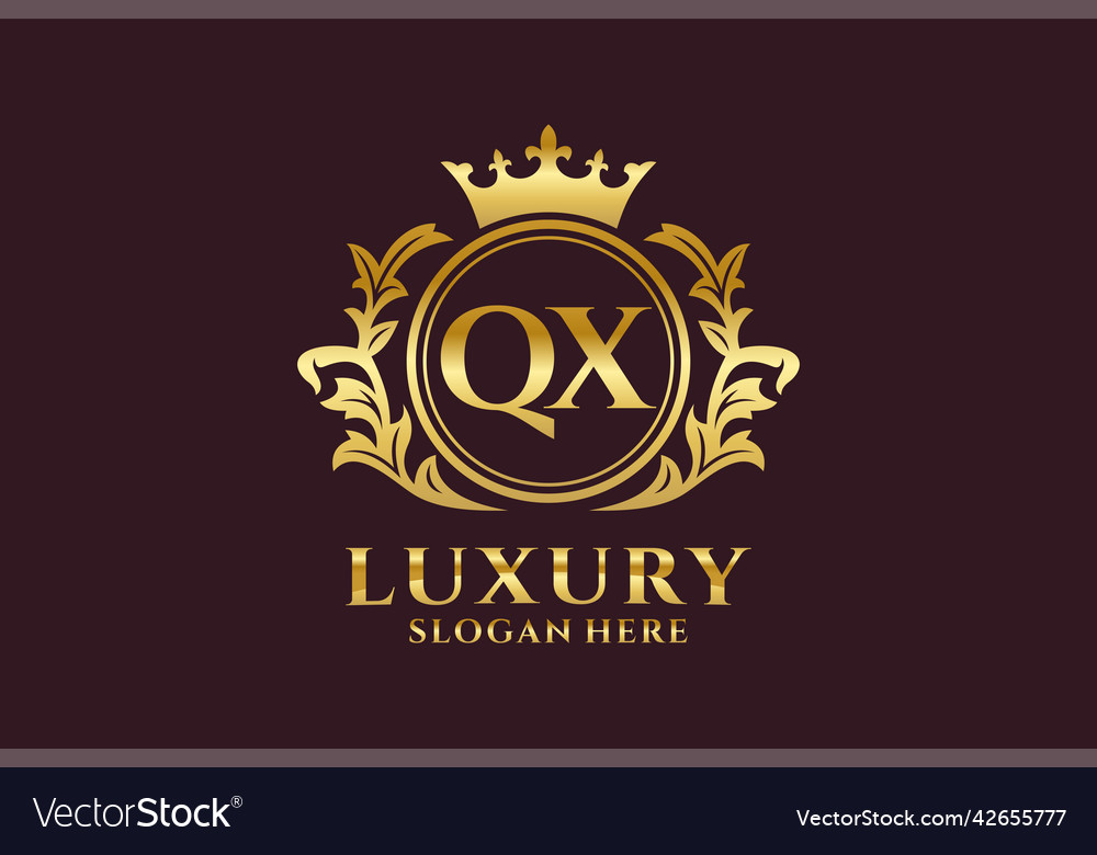 Initial qx letter royal luxury logo template Vector Image