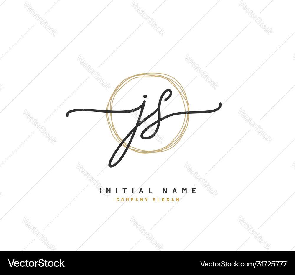 J s js beauty initial logo handwriting logo Vector Image